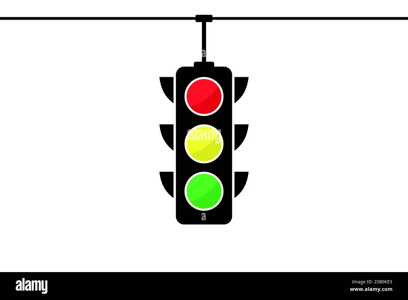 Graphic illustration of a hanging traffic light showing red, yellow ...