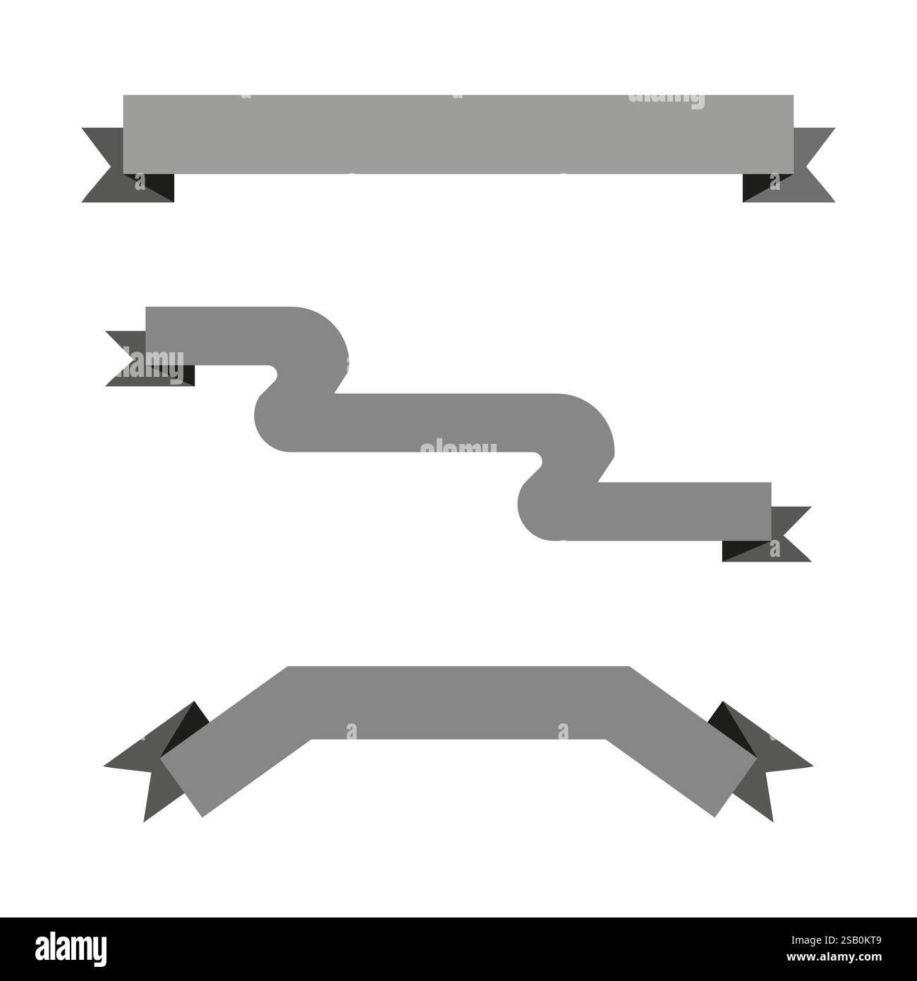 Flexible banner set. Curved ribbon shapes. Gray gradient ribbons. Decorative vector design Stock ...