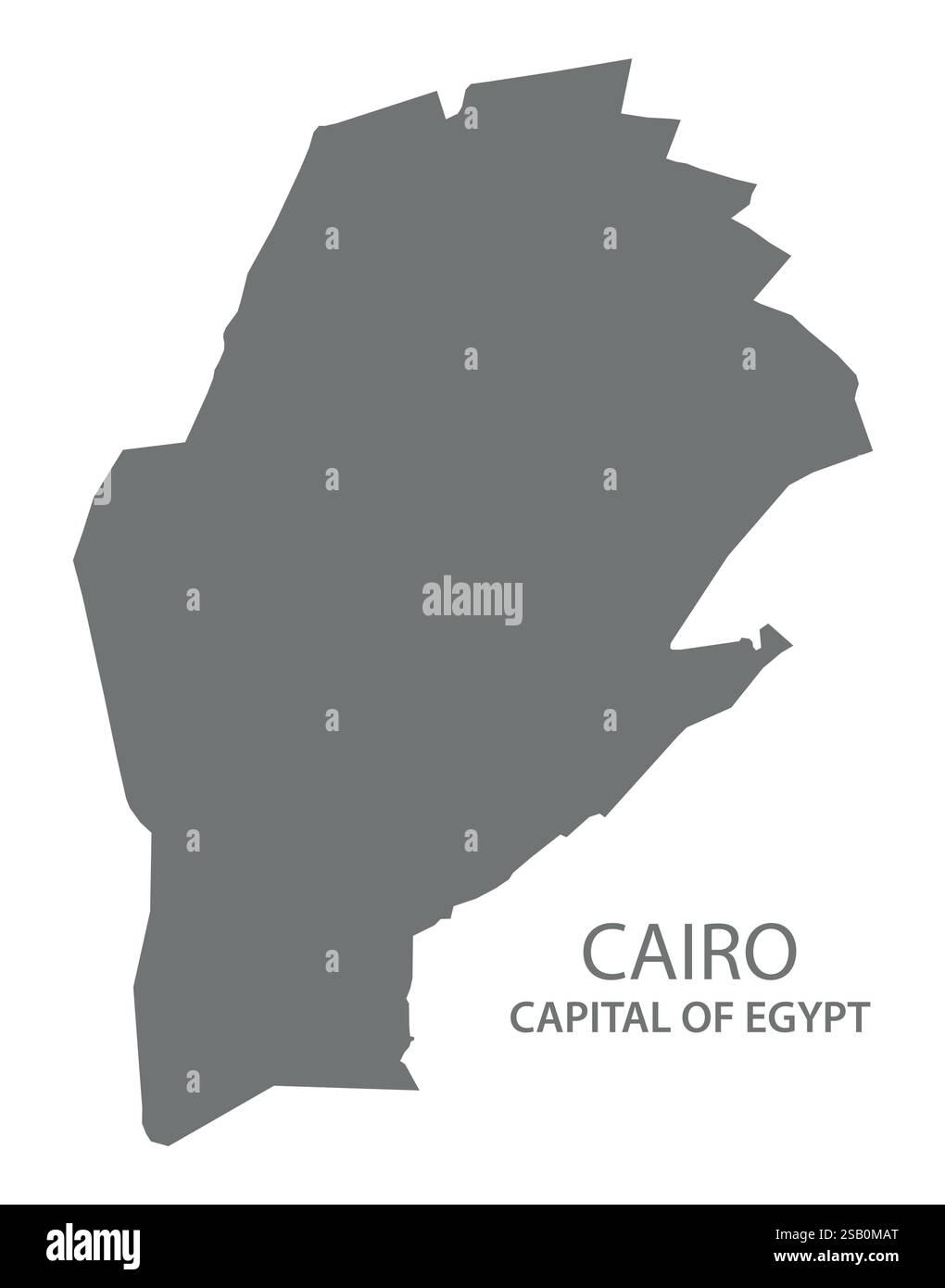 Cairo capital city map of Egypt grey illustration silhouette Stock ...