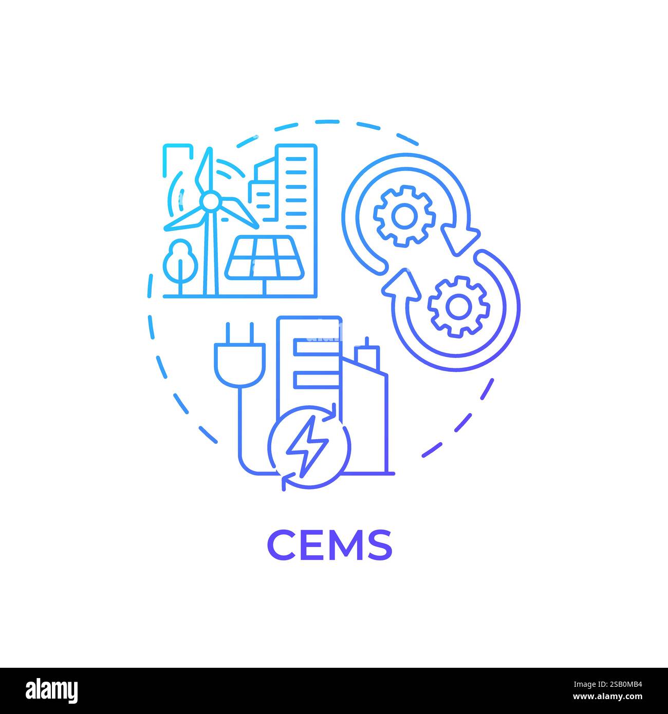 CEMS blue gradient concept icon. City electrification, energy ...