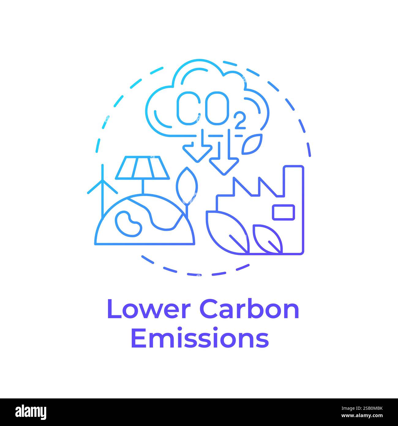 Lower carbon emissions blue gradient concept icon Stock Vector Image ...