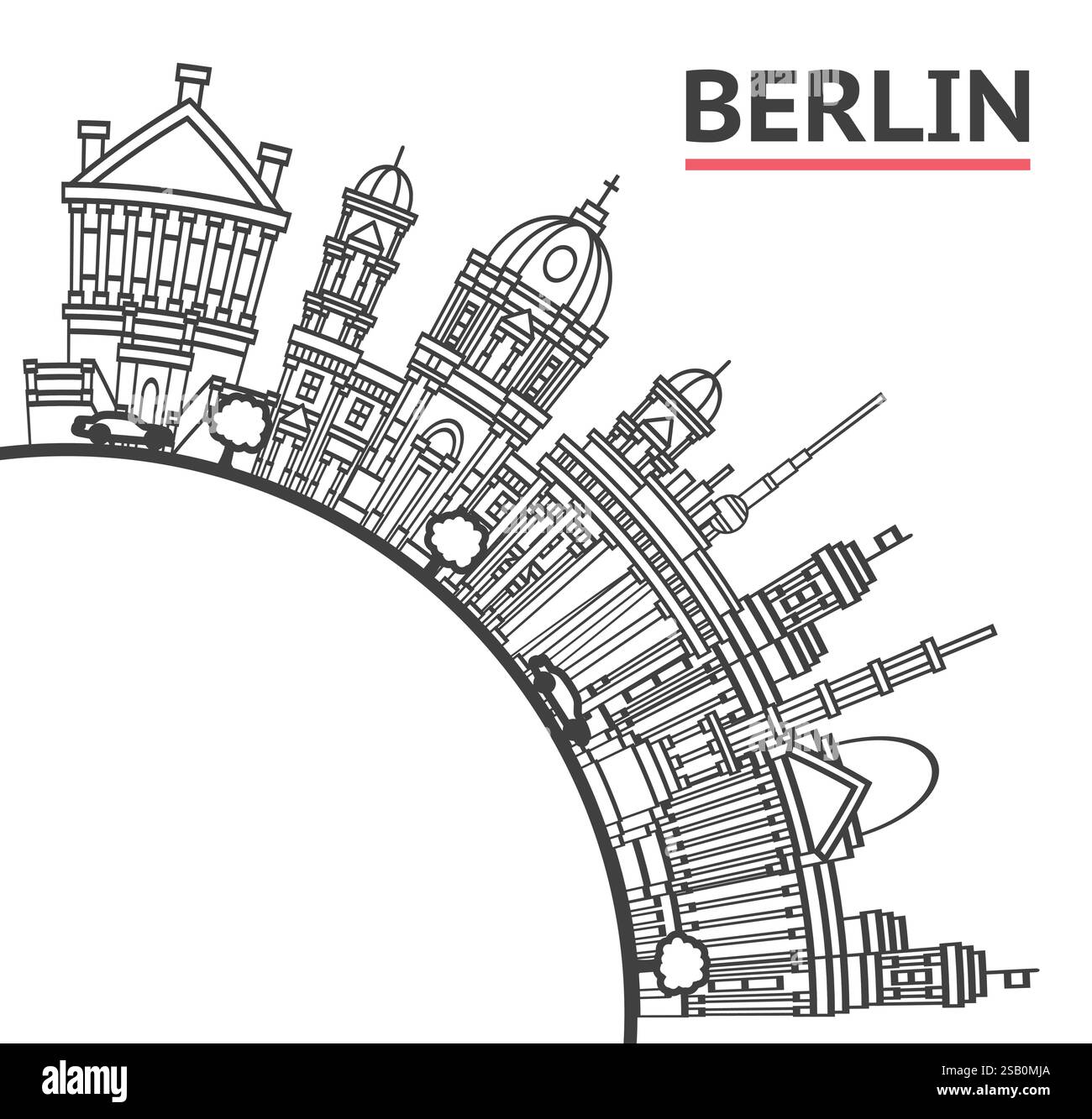 Outline Berlin Germany City Skyline with Historical Buildings and copy ...