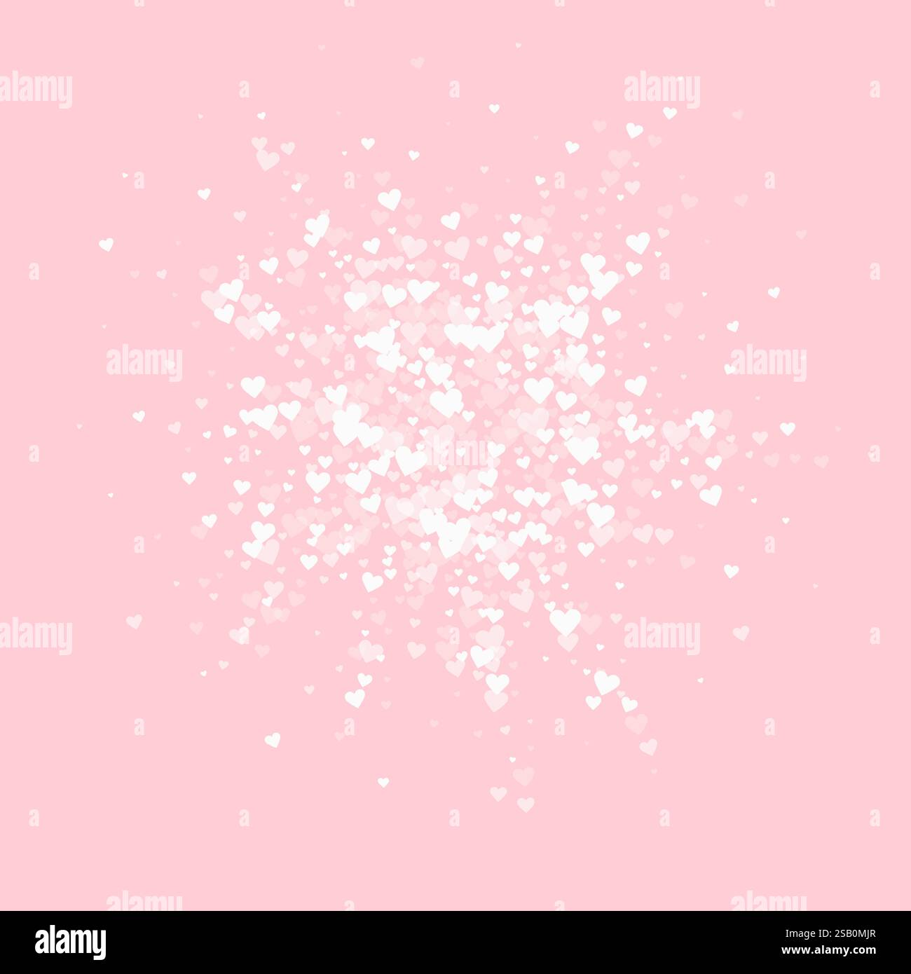 Falling hearts valentine card template. White hearts scattered on pink ...