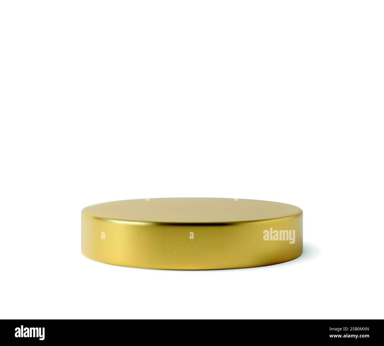 A sleek, golden circular platform with a reflective surface placed on a ...