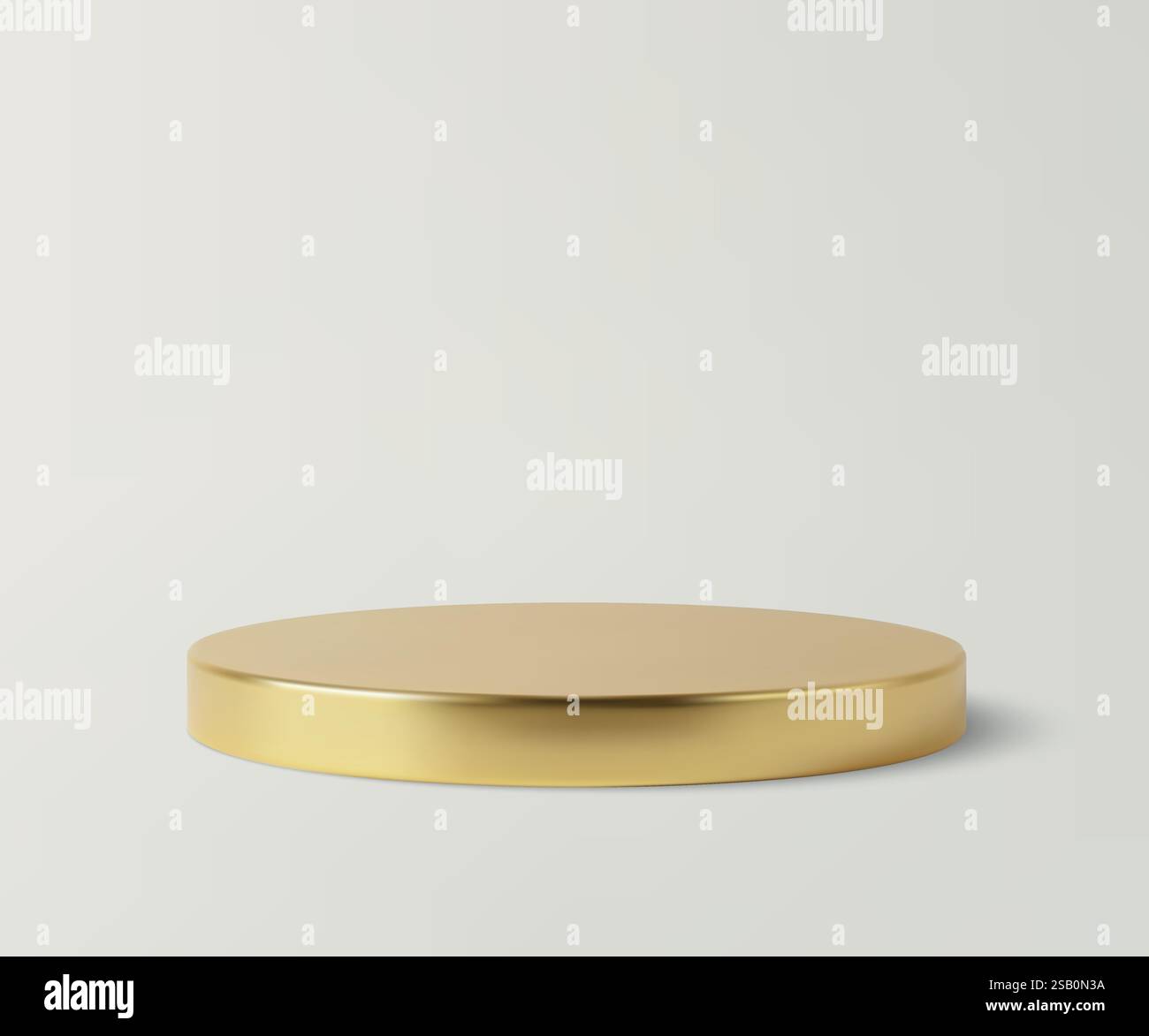 A sleek, golden circular platform with a reflective surface placed on a ...