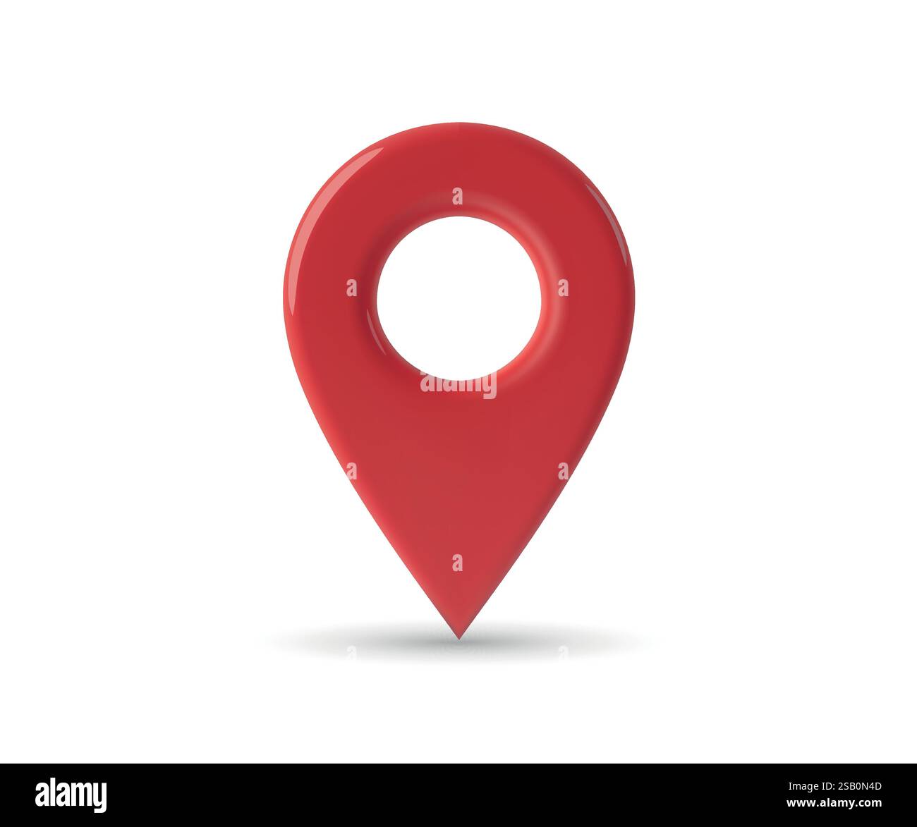 A vibrant red 3D location pin icon with a hollow center, isolated on a ...