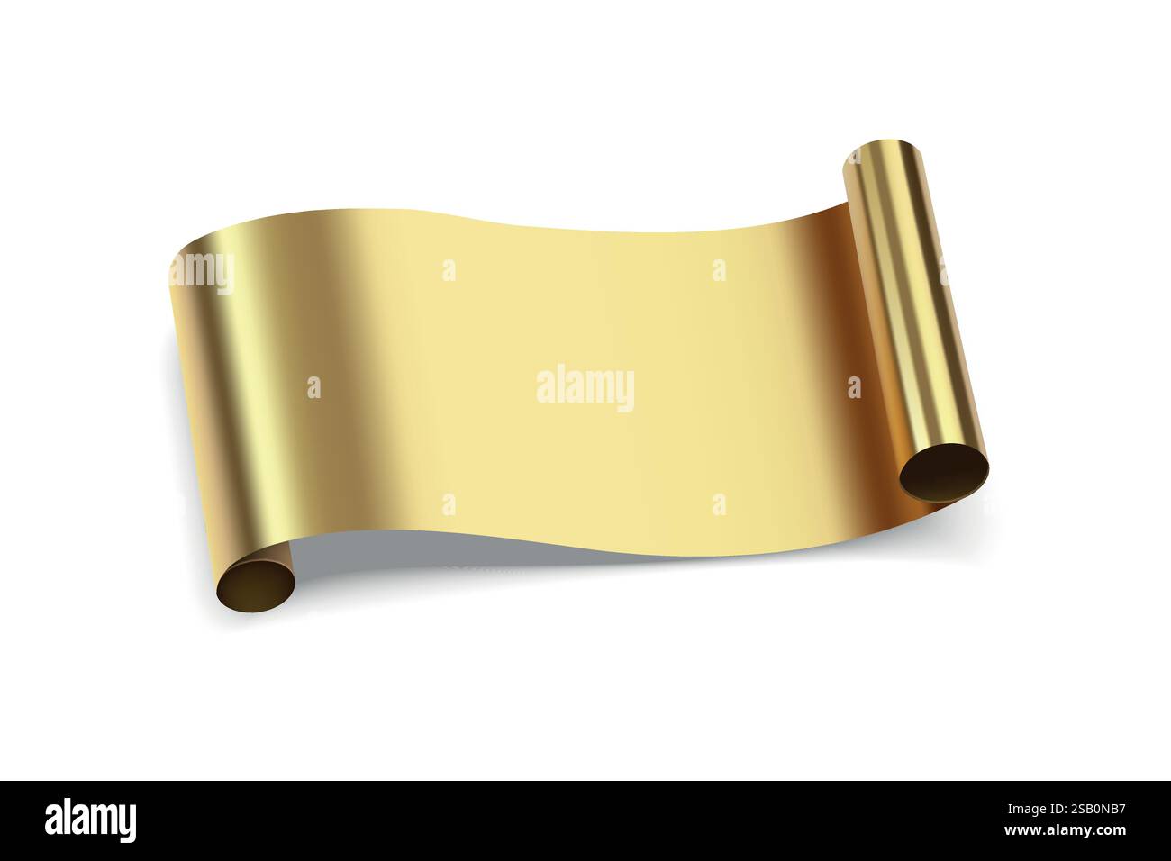 Elegant gold scroll with rolled edges on a clean white background ...