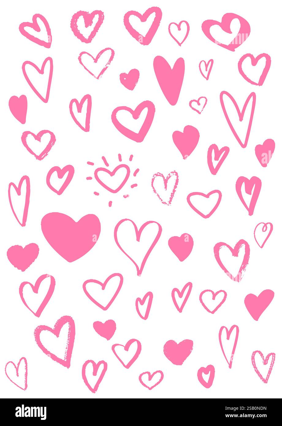Collection of pink hand drawn heart doodles Stock Vector Image & Art ...
