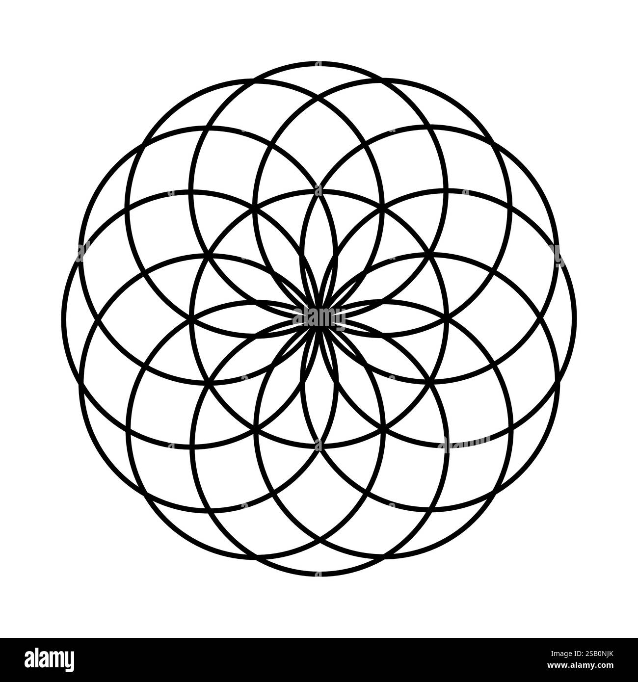 Black outlined Flower of Life pattern featuring interlocking circles on ...