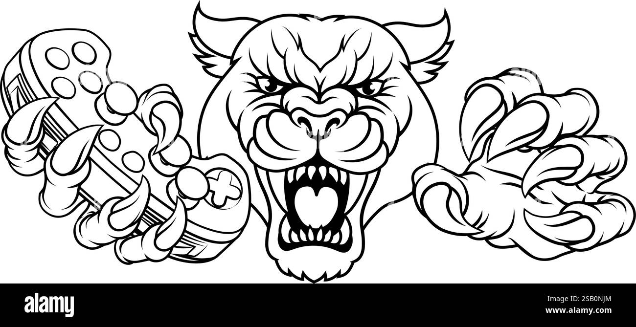 Panther Leopard Cougar Wildcat Gamer Team Mascot Stock Vector Image ...