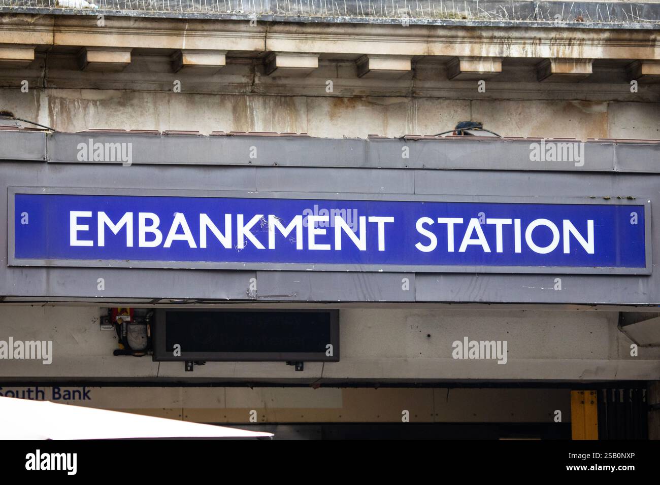 London, UK - July 1st 2024: The sign above the entrance to Embankment ...