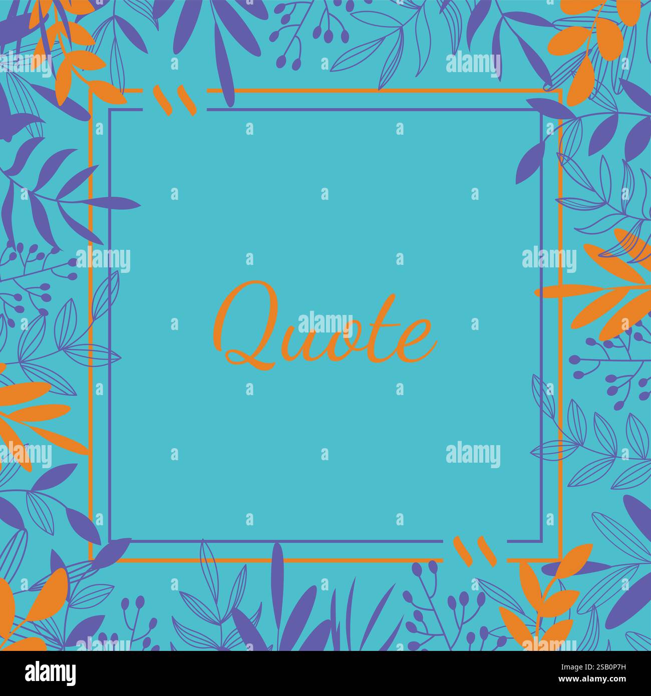 Autumn leaf template for invitation design. Square frame with colorful ...