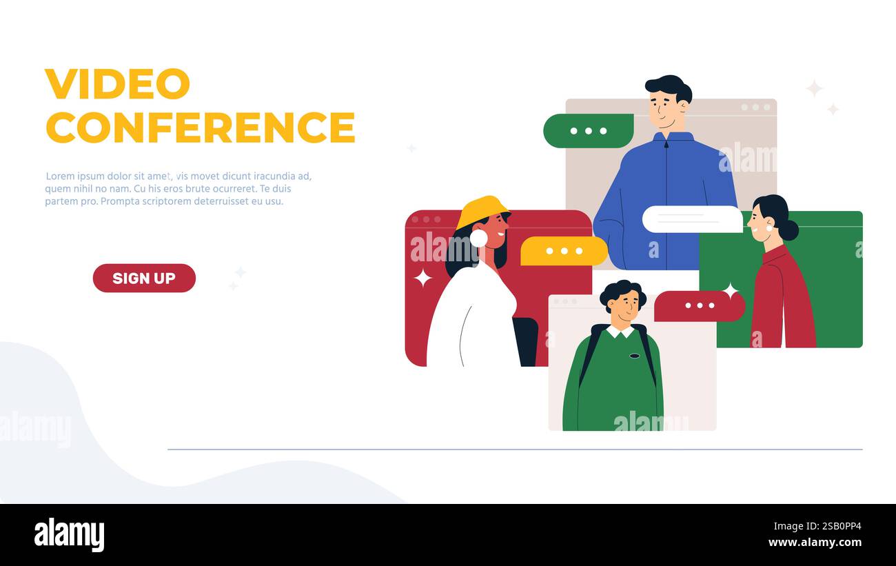 Coworkers connecting remotely via video conference, engaging in virtual ...