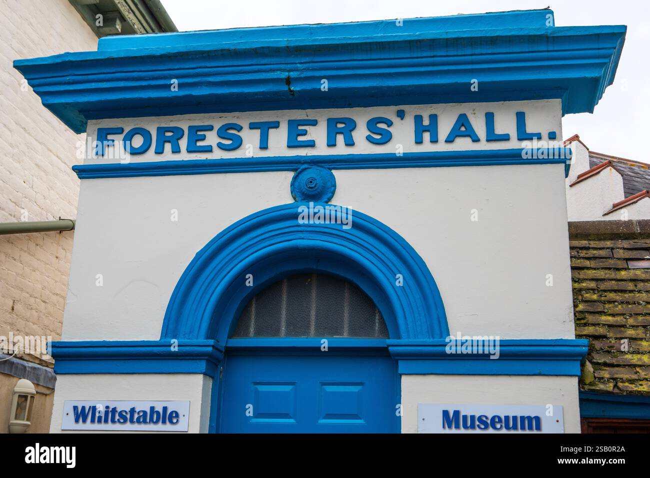The exterior of Foresters Hall in the town of Whitstable in Kent, UK ...