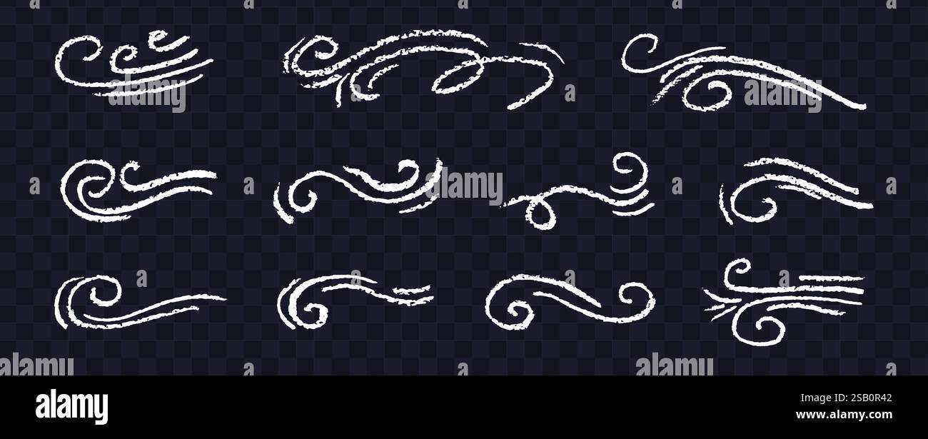 Set of black motion lines. Collection of modern abstract wind symbols ...