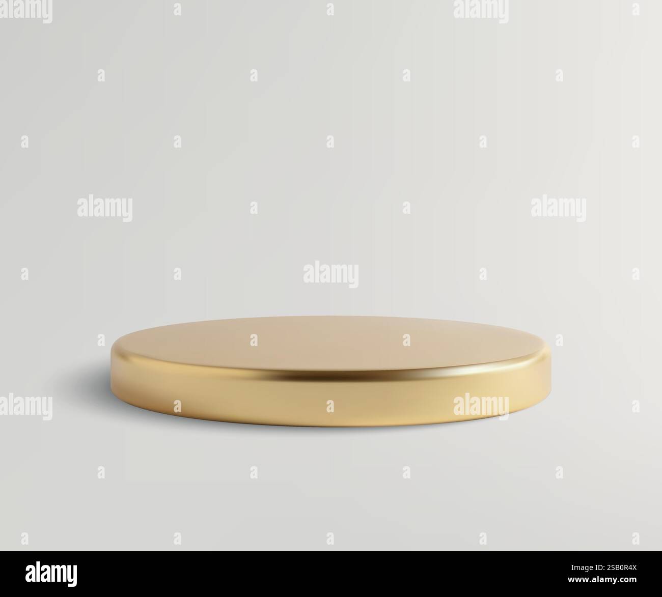 A sleek, golden circular platform with a reflective surface placed on a ...