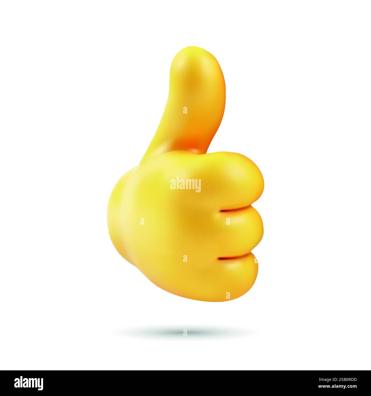 3D yellow thumbs-up emoji symbol, isolated on a white background ...