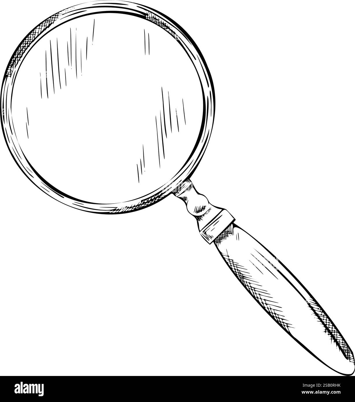 Vector line illustration of magnifying glass. Hand drawing of magnifier ...