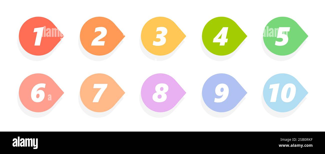Bullet point numbers design element set. Colorful list markers ...