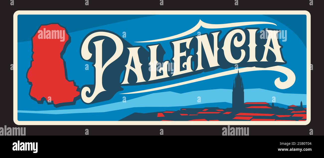 Palencia Spanish province community of Castile and Leon. Vector travel ...