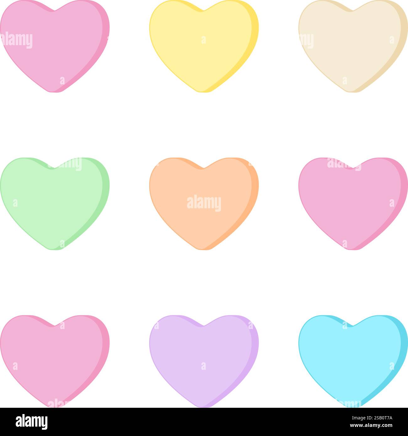 Candy hearts or love heart shaped sweets in pastel colors as a ...