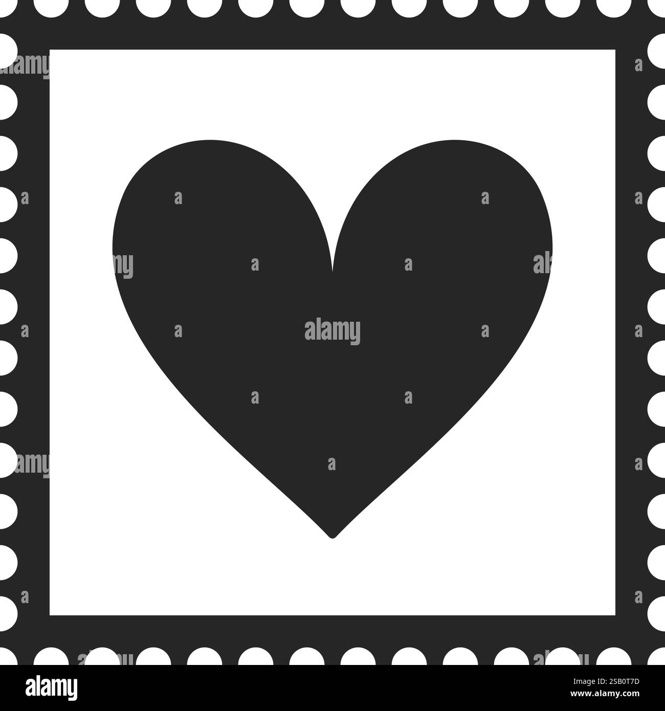 Square postage stamp with love heart in vector illustration Stock ...