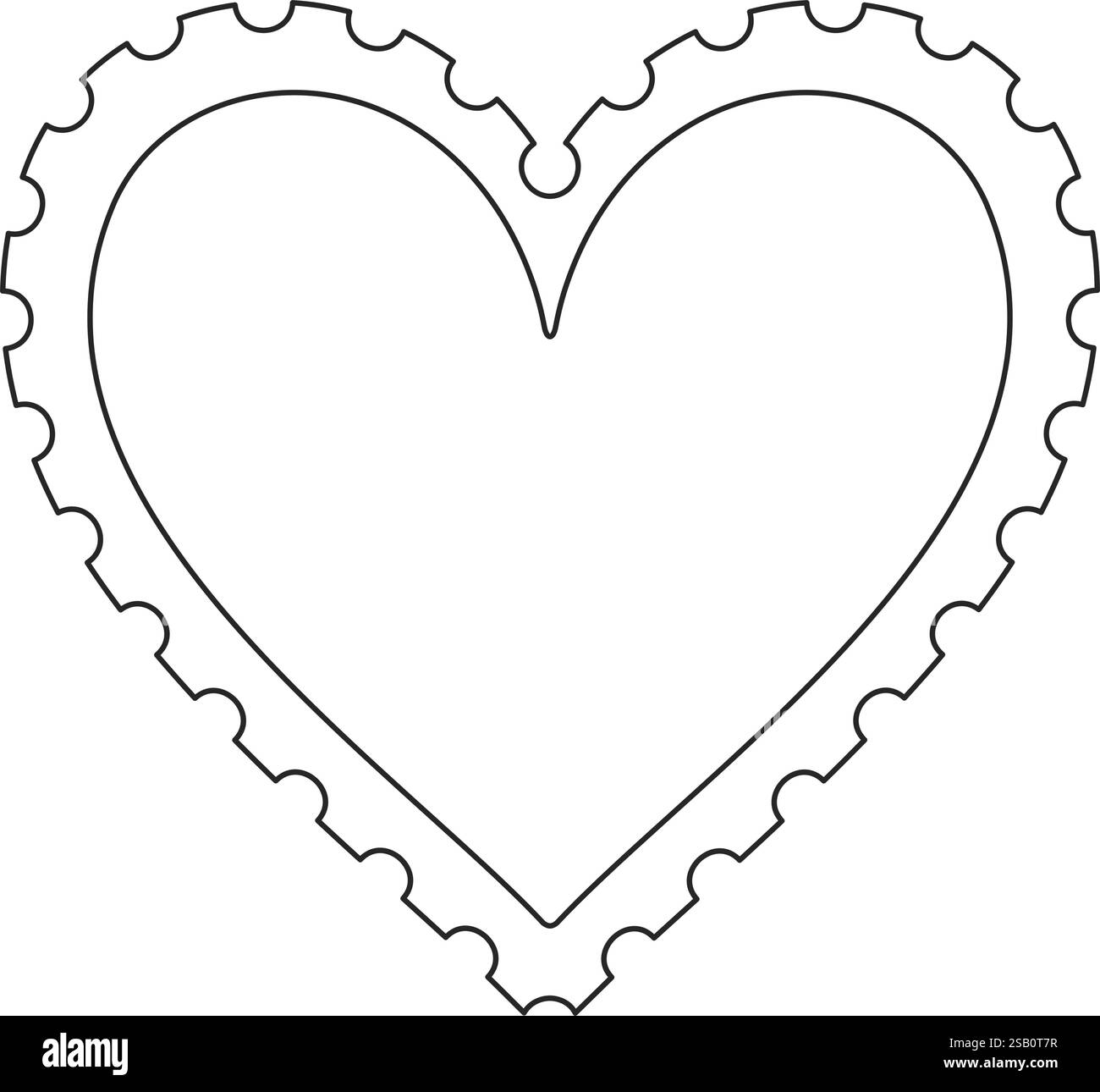 Heart shaped postage stamp outline for love letters in vector Stock ...