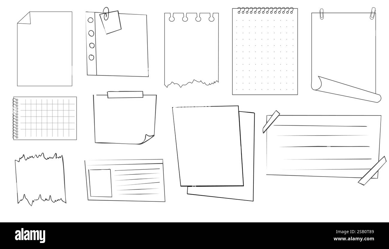 Memo sticky note reminder sheet paper. Doodle paper frame, check list ...