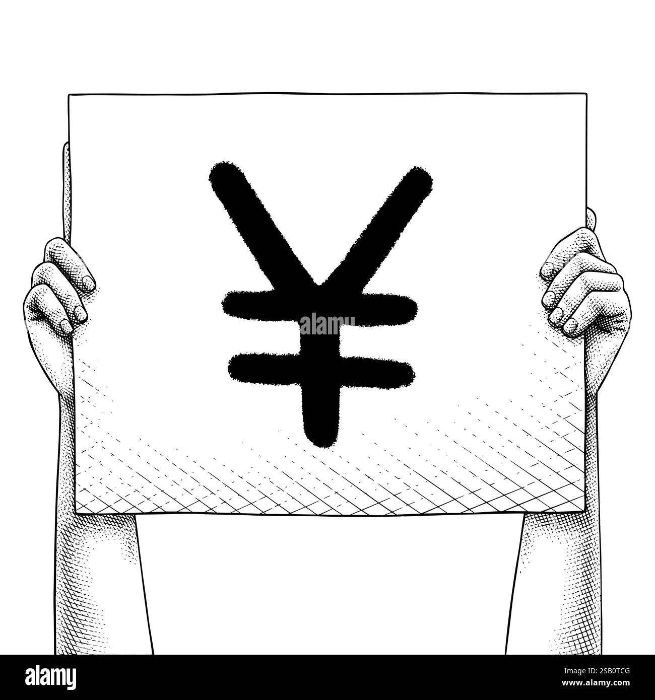 Hand raising a sign that says Yen Icon Stock Vector Image & Art - Alamy