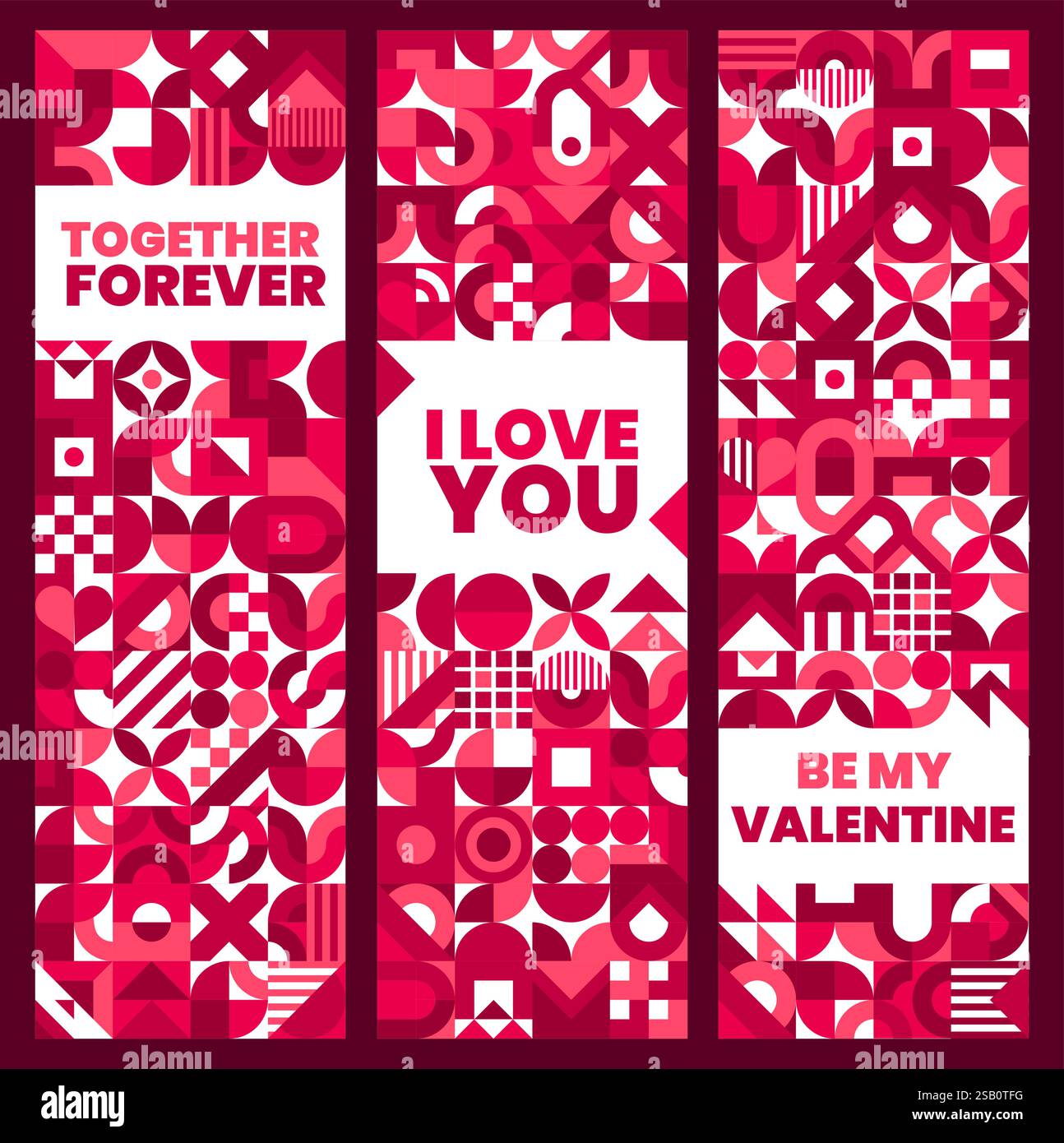 Valentines day banners with abstract geometric pattern and shapes ...