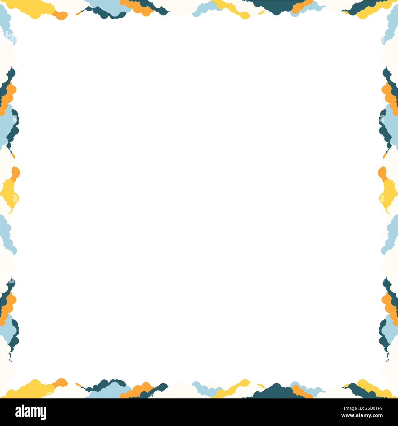 White clouds simple square frame. Fluffy clouds in the blue sky ...