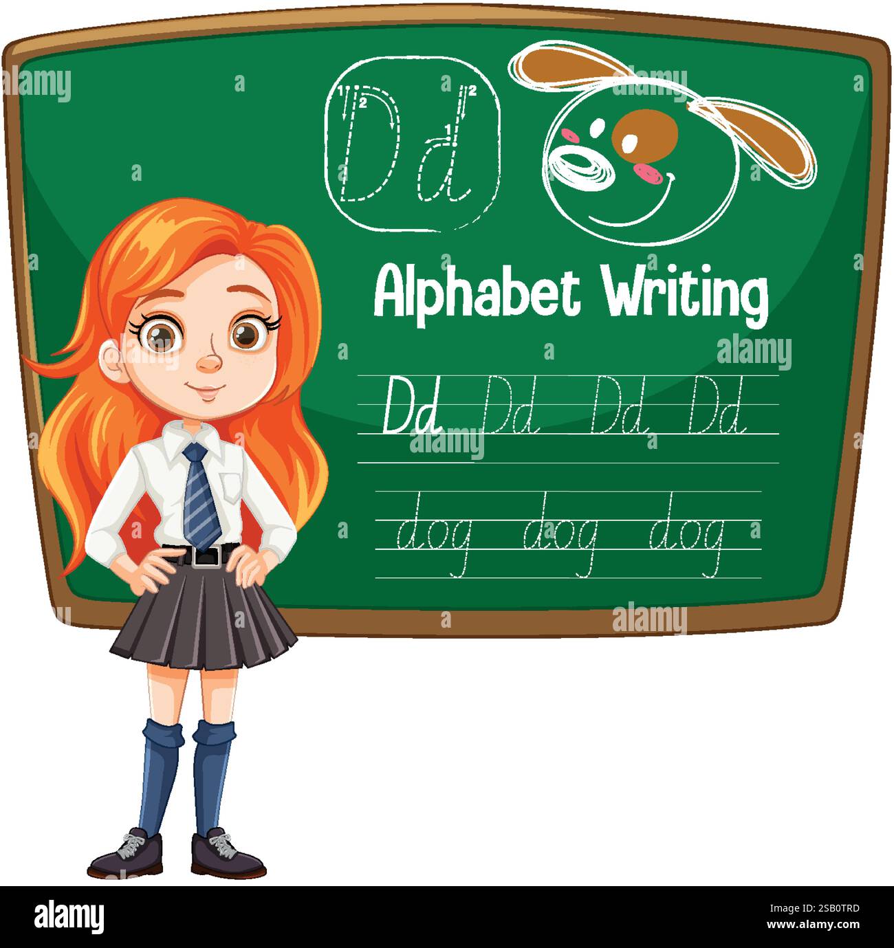 Girl learning to write the letter D Stock Vector Image & Art - Alamy