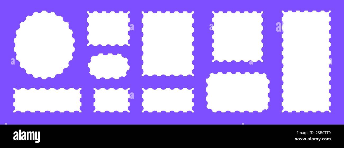 White postage stamps set. Post stamp frames and borders. Rectangle ...