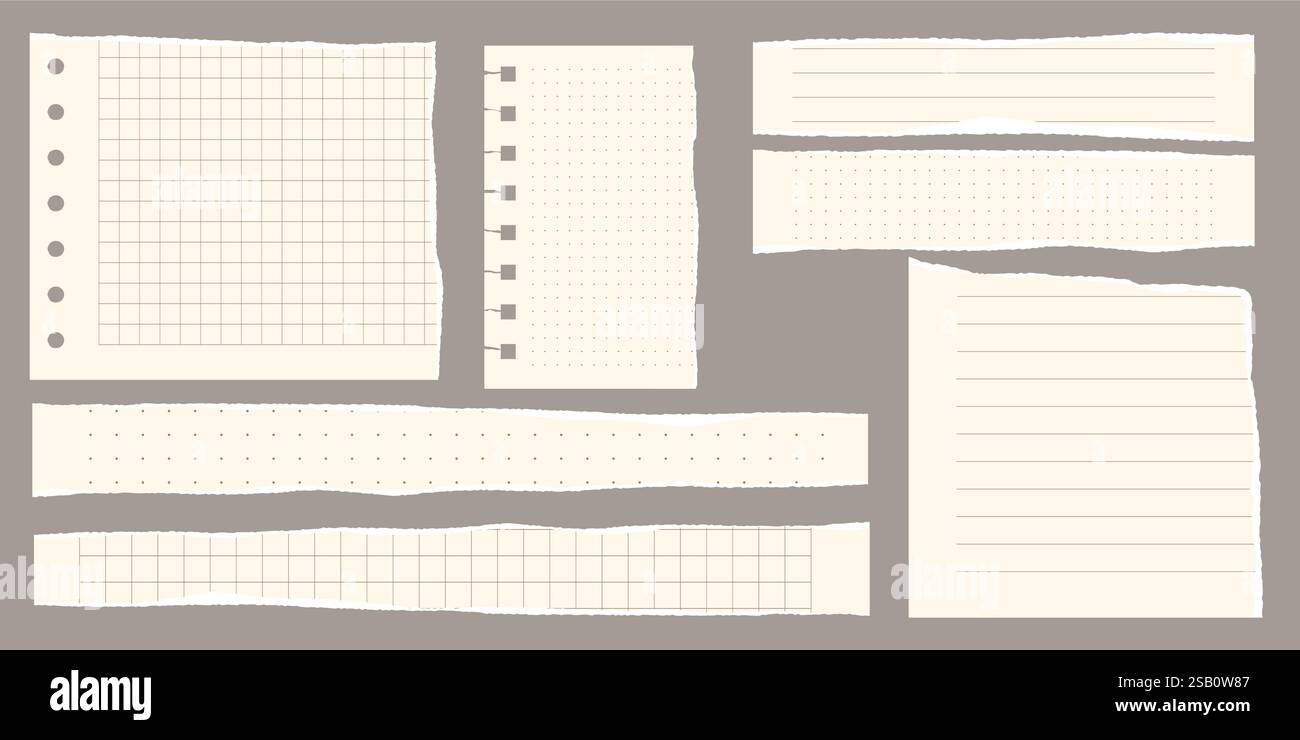 Paper scraps. Torn pieces of paper, with torn edges for notes ...