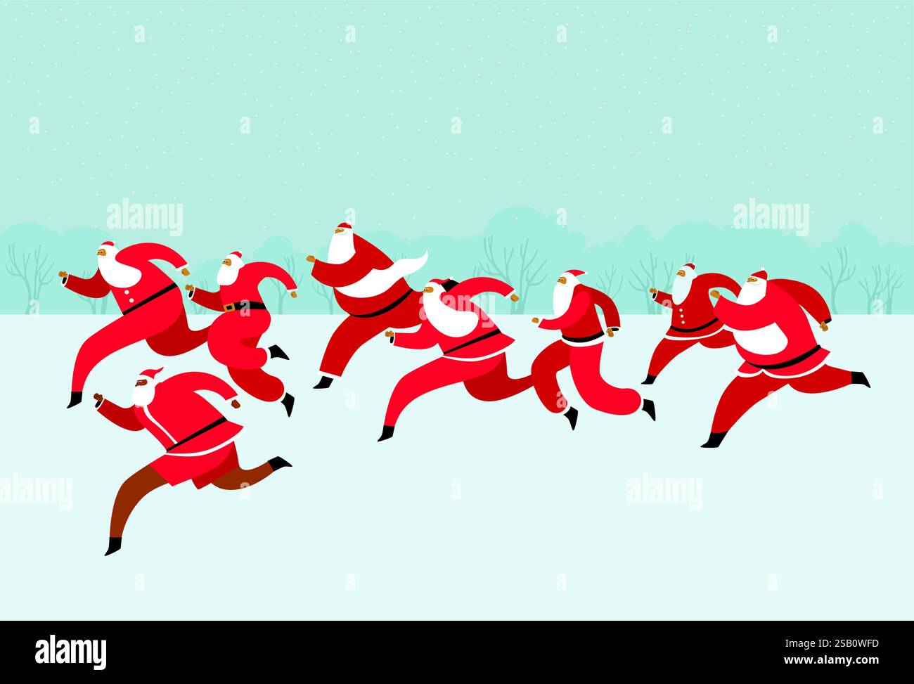 Santa fun run. Traditional charity race wearing Santa Claus costumes ...