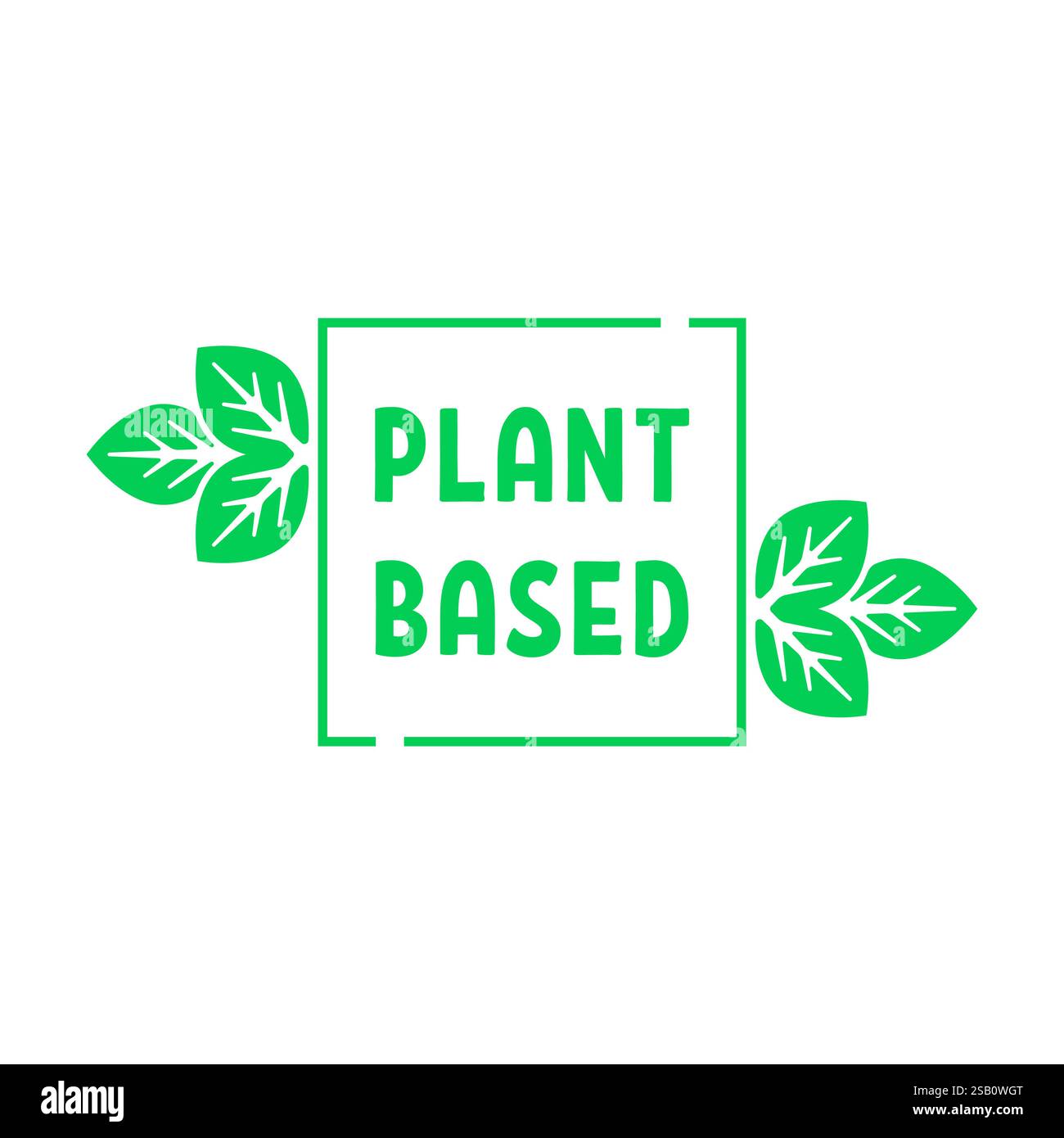green plant based logo in thin line frame Stock Vector Image & Art - Alamy