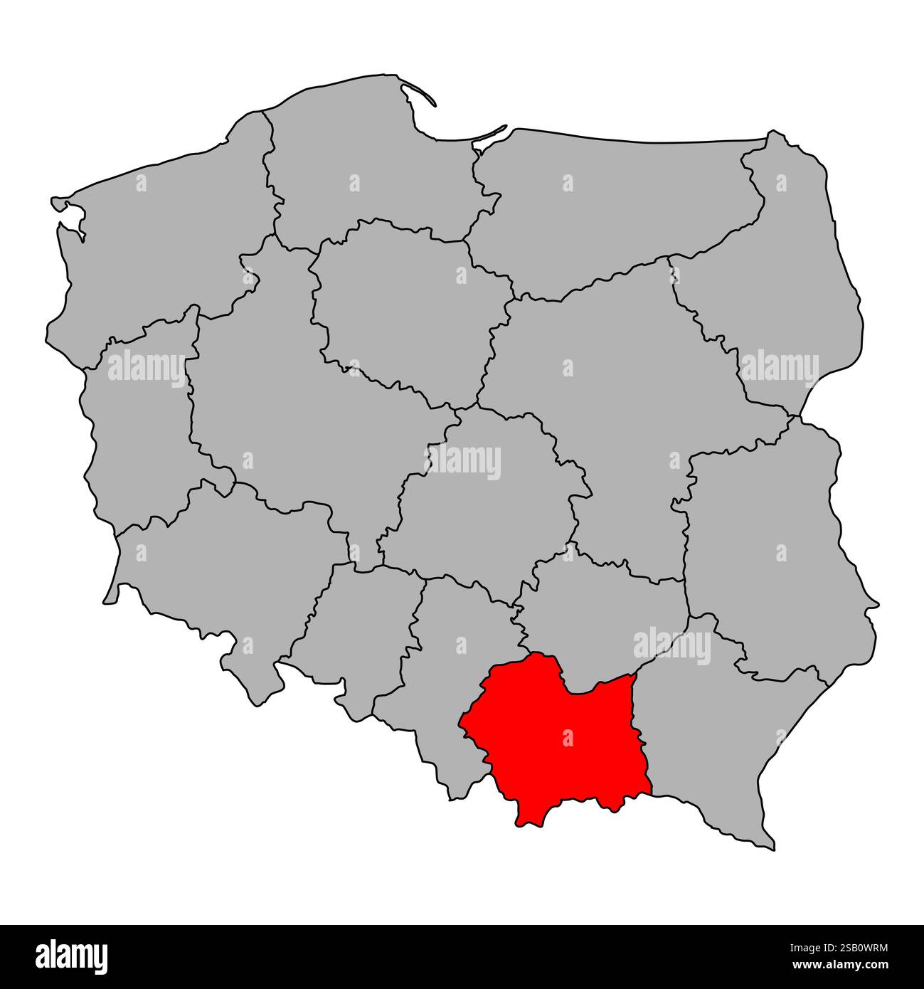 Lesser Poland of Poland map shape, travel web flat concept icon vector ...