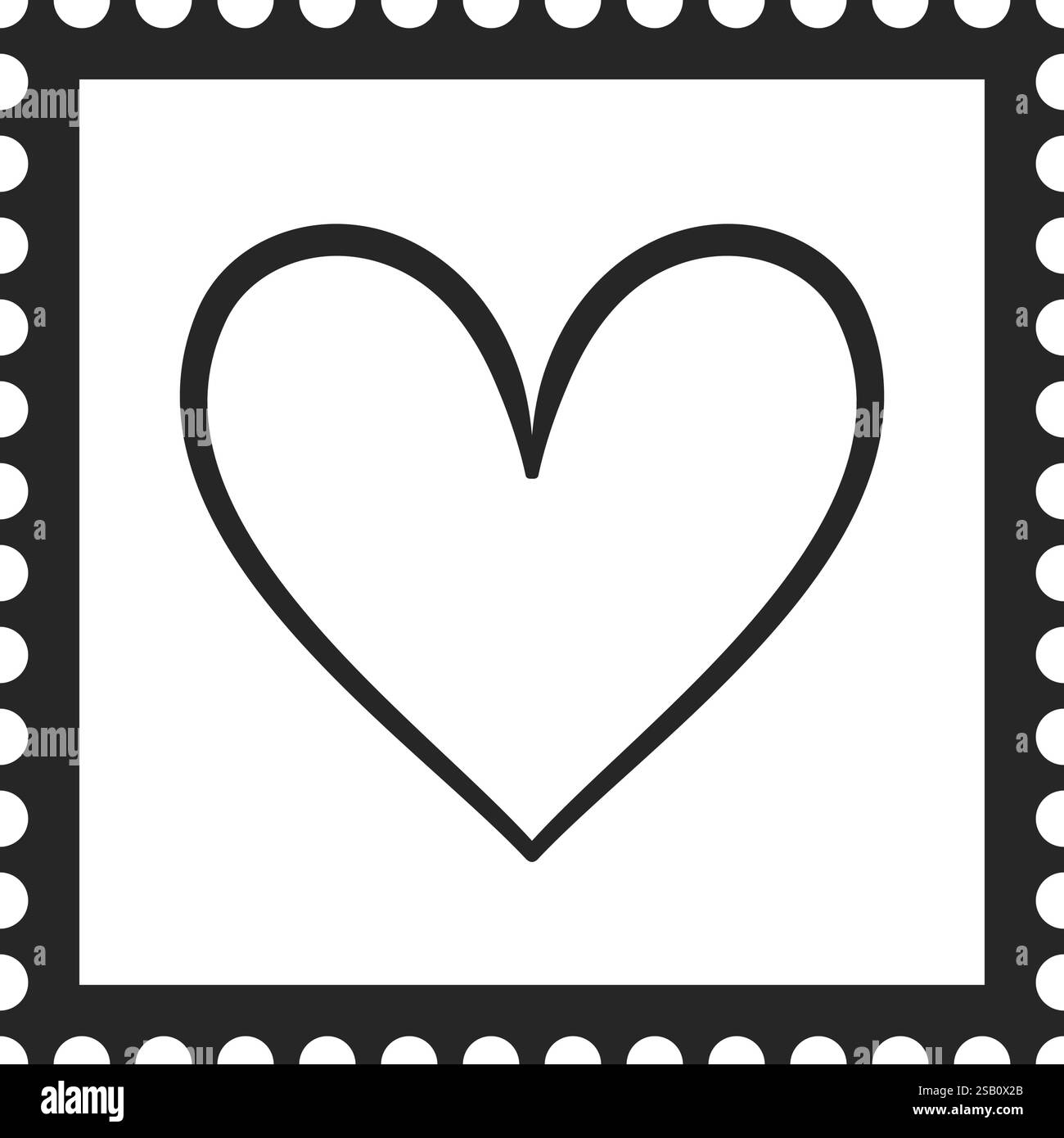 Square postage stamp with love heart in vector illustration Stock ...