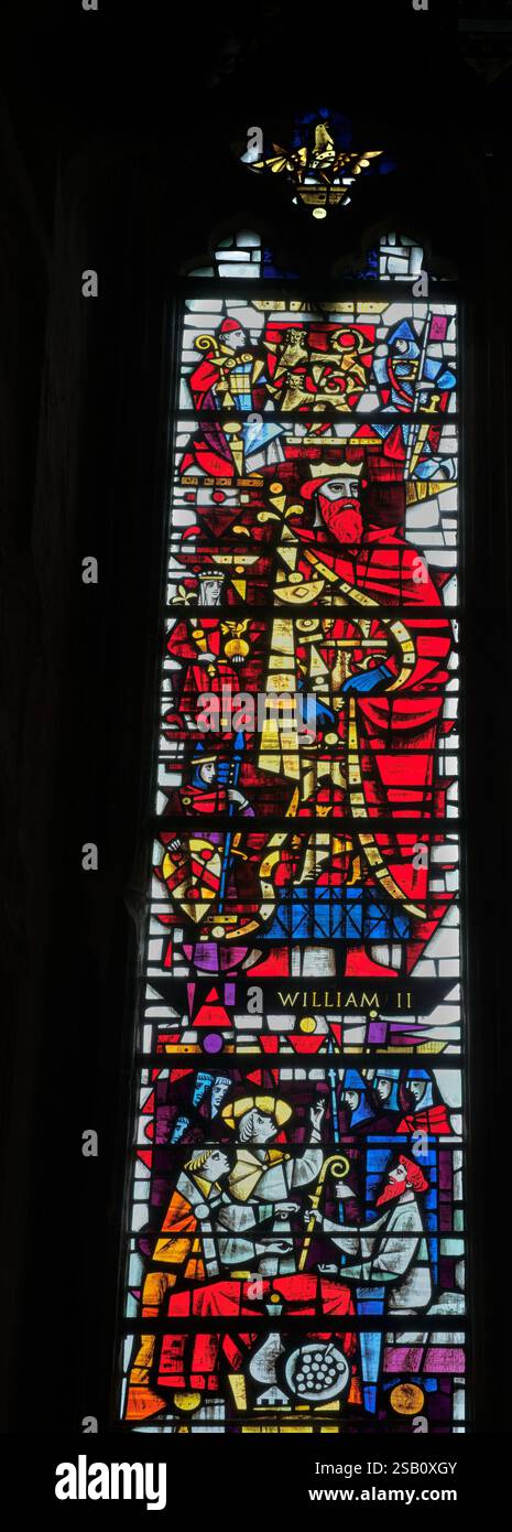 Modern stained glass window, of King William (Rufus, red, rudy) II, in ...