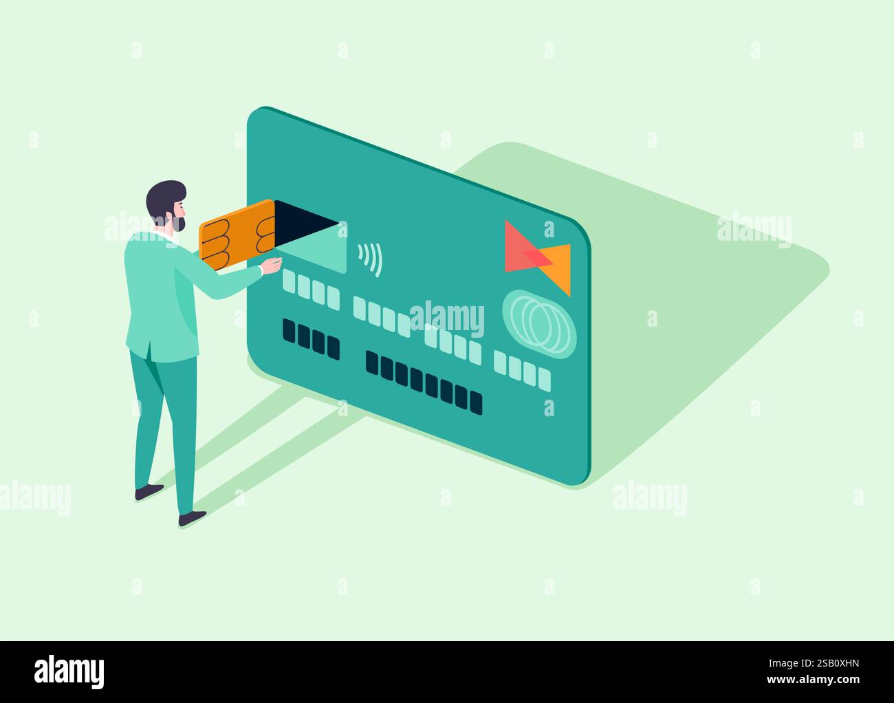 Man Using Credit Card To Withdraw Money. Safe banking transaction concept. Funds. Deposit ...