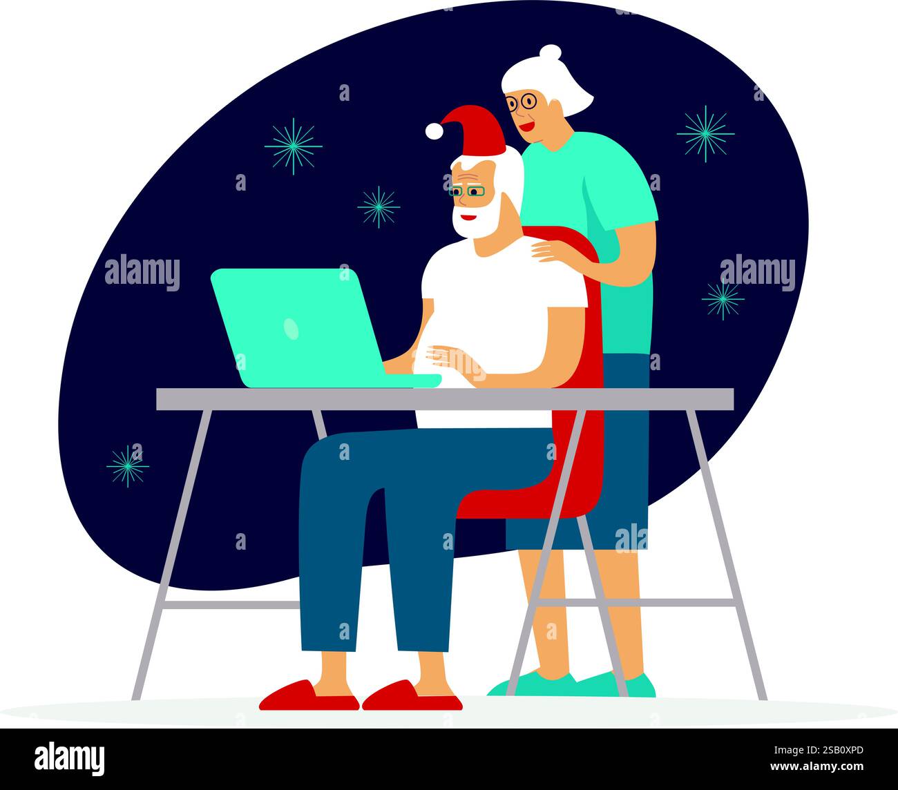 Senior man woman laptop Stock Vector Images - Alamy