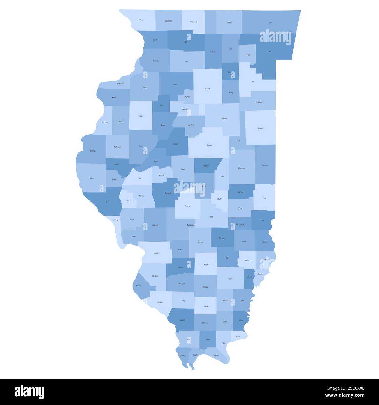 Illinois, IL - detailed political map of US state. Administrative map ...