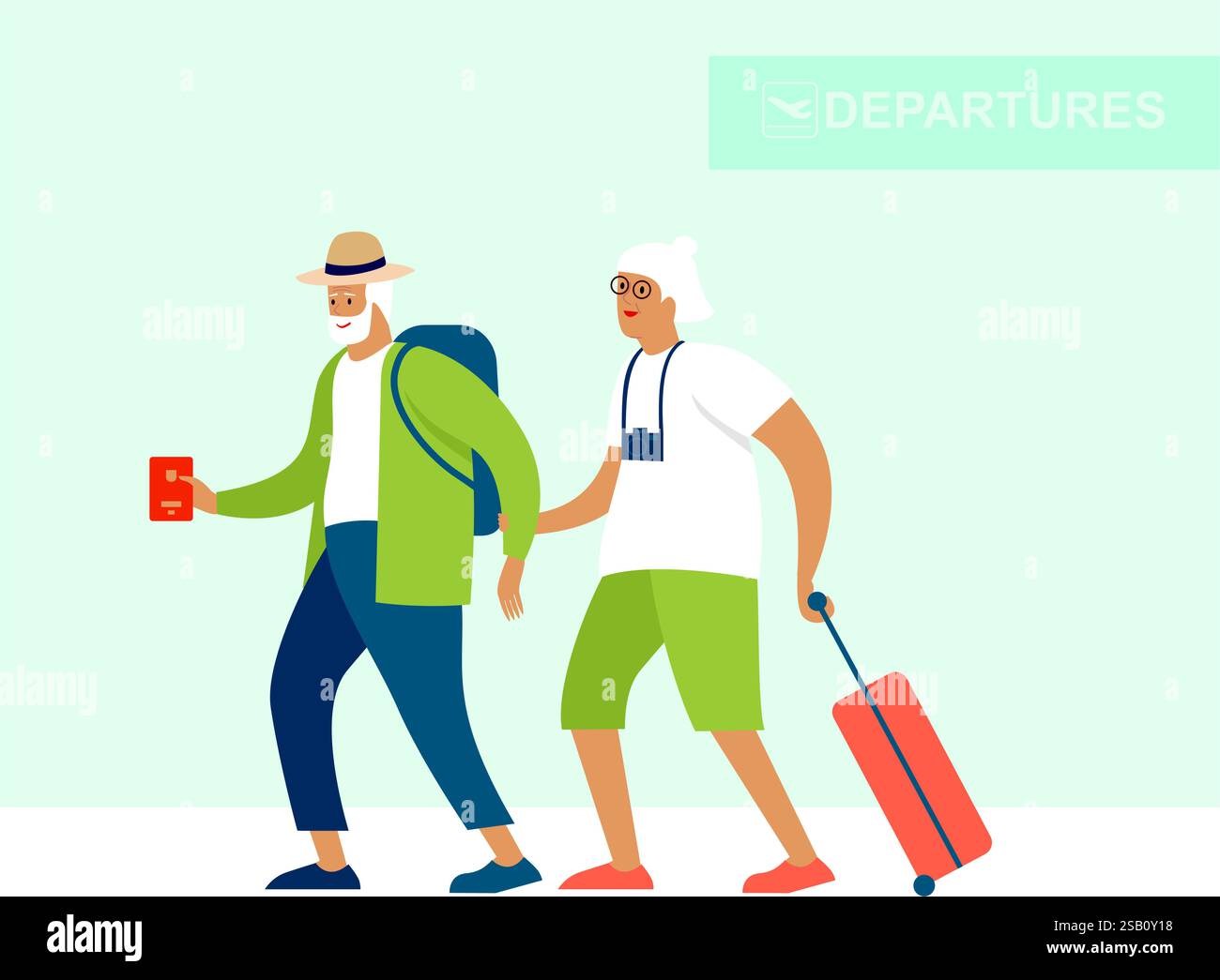 Senior age family ready to board at the airport departure area.Third ...