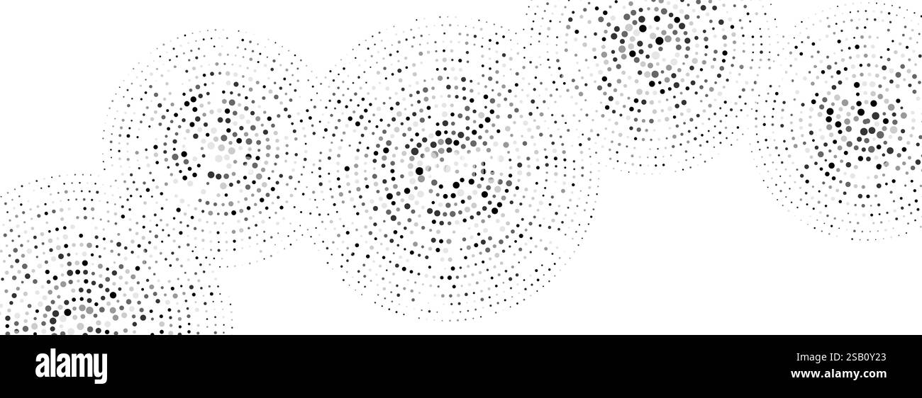 Black concentric dotted circles pattern. Rippled sound wave rings ...