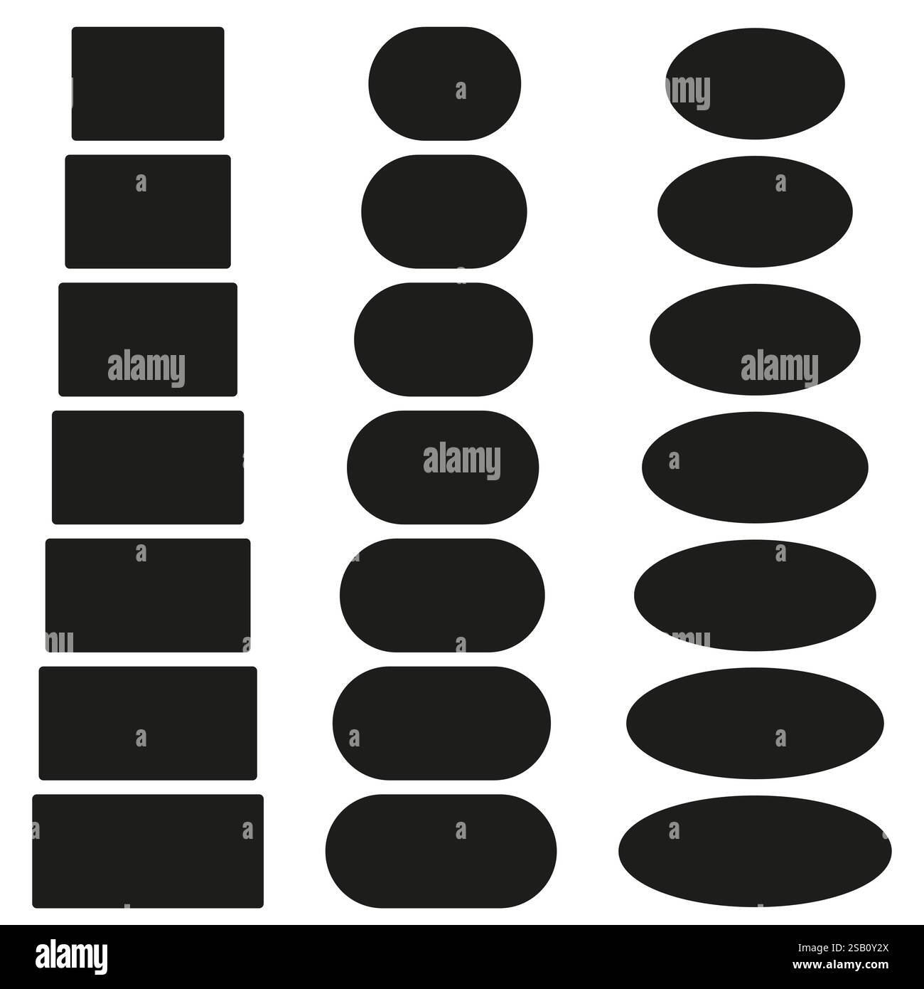 Abstract shape set. Rectangles and ovals. Minimal geometric elements ...