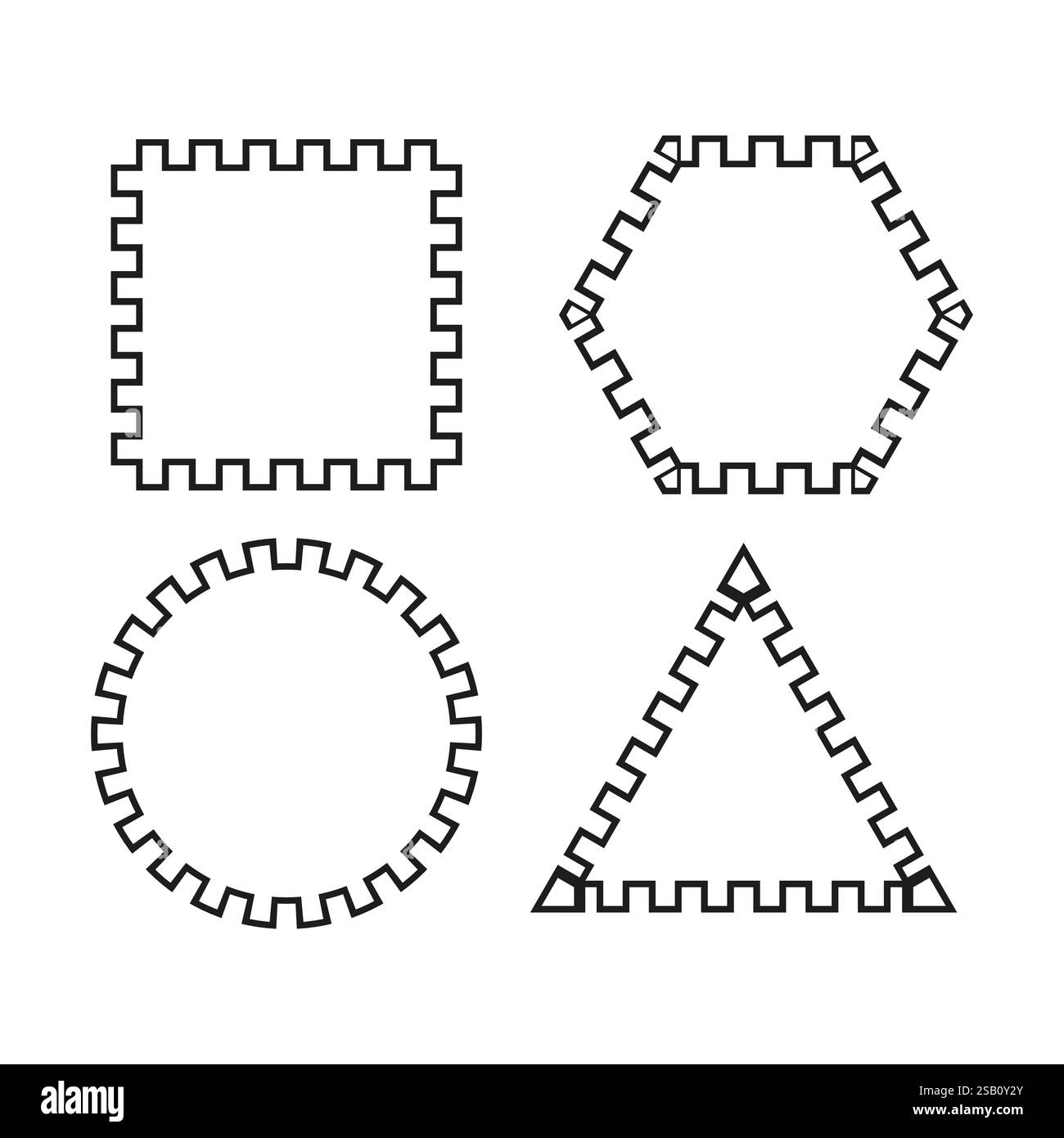 Geometric frame set. Square and circle shapes. Triangle and hexagon ...