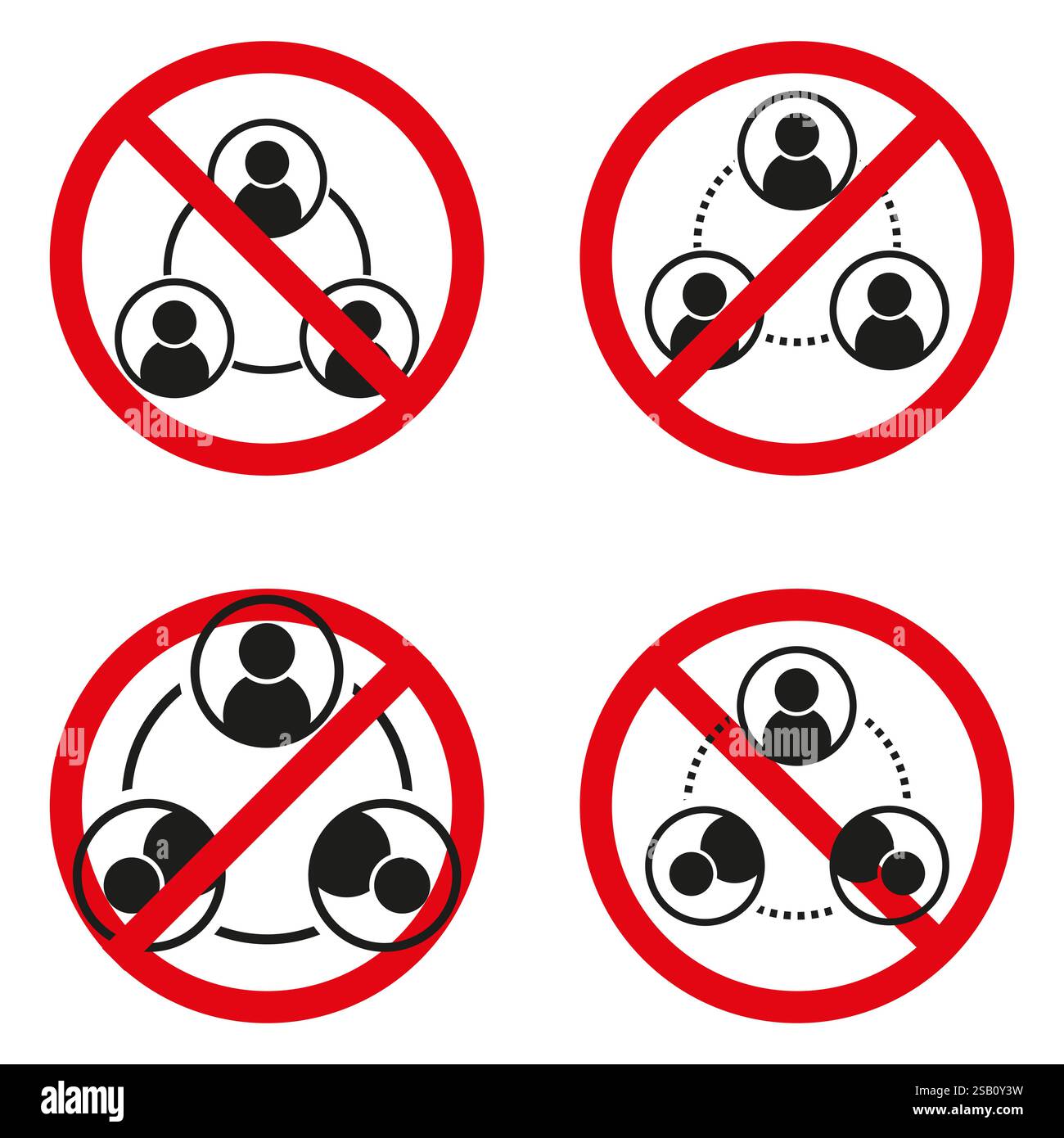 Prohibited circle icon. No access symbols. Red forbidden sign. User ...