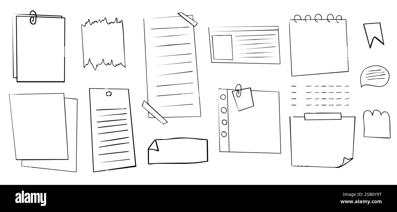 Memo sticky note reminder sheet paper. Doodle paper frame, check list ...