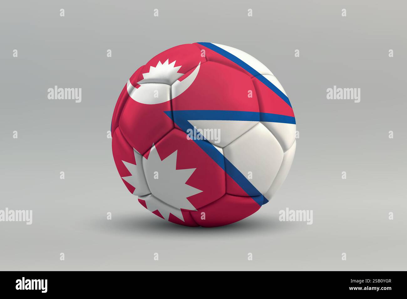 Nepal soccer ball featuring the national flag design on a gray ...