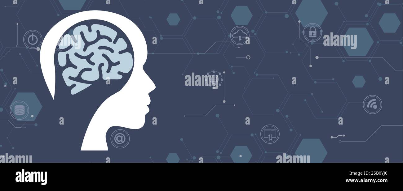 Abstract Artificial intelligence. Cloud computing. Machine learning. Technology web background ...